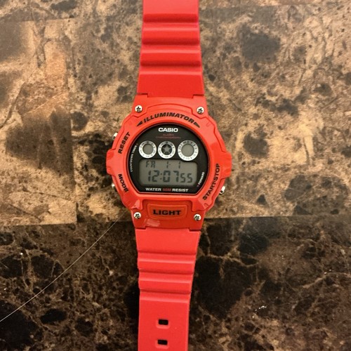 Casio Men's Illuminator Watch 3225 W-214HC Red New Battery Near Mint ...