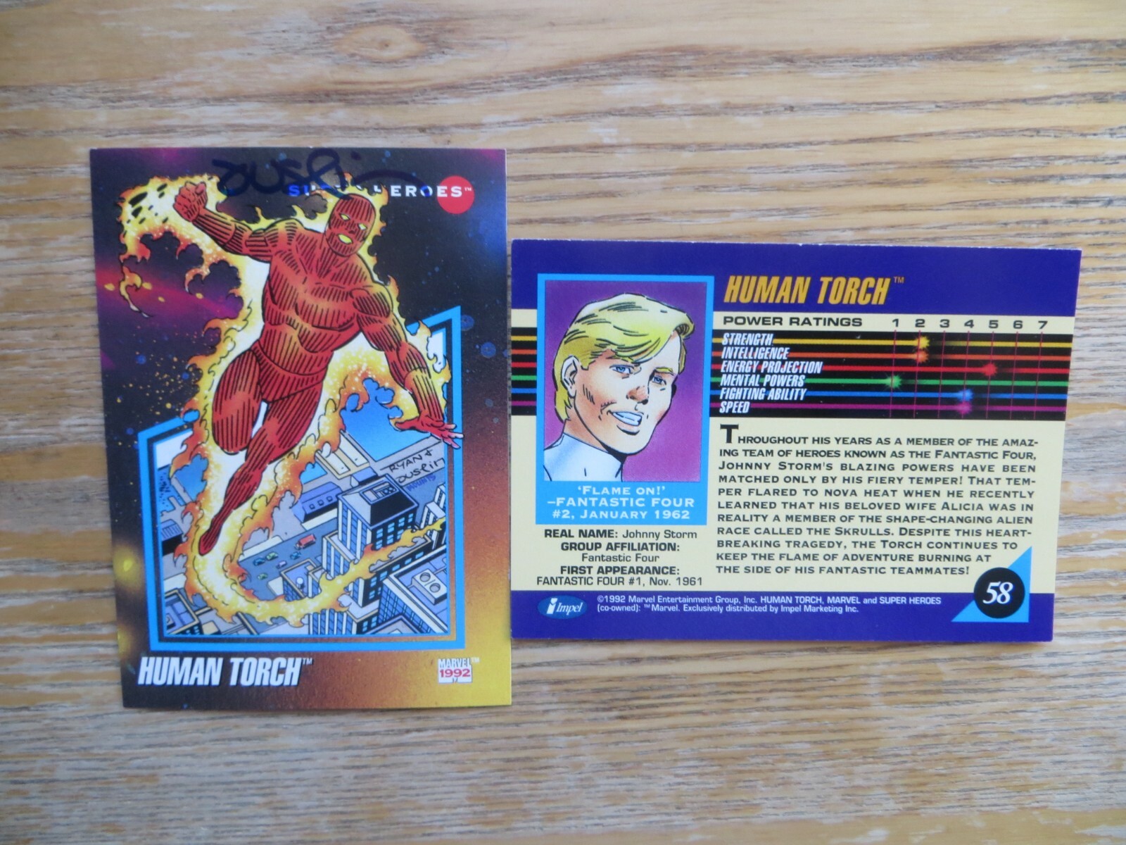 1992 IMPEL MARVEL UNIVERSE 3 HUMAN TORCH CARD SIGNED TERRY AUSTIN ...