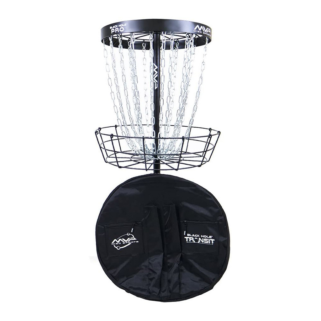 MVP Disc Sports Black Hole Pro 24 Chain Disc Golf Basket with Transit ...