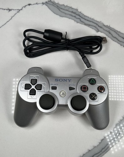 Sony Playstation 3 PS3 OEM Dualshock Sixaxis Controller Silver Tested ...