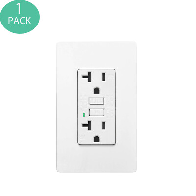 20 Amp GFCI Outlet, 1PK GFI Ground Fault Electric Plugs Wall Plates WR ...
