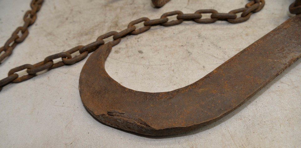 2 logging hooks vintage blacksmith made log pulling collectible farm ...