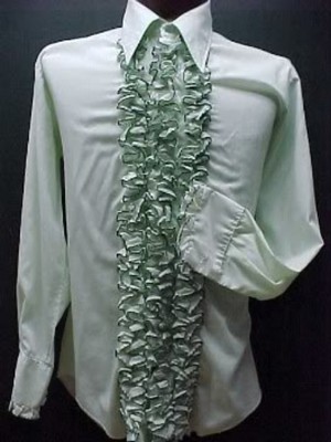 VINTAGE RUFFLED TUXEDO TUX SHIRT RETRO GREEN WITH BLACK TRIM MADE IN ...
