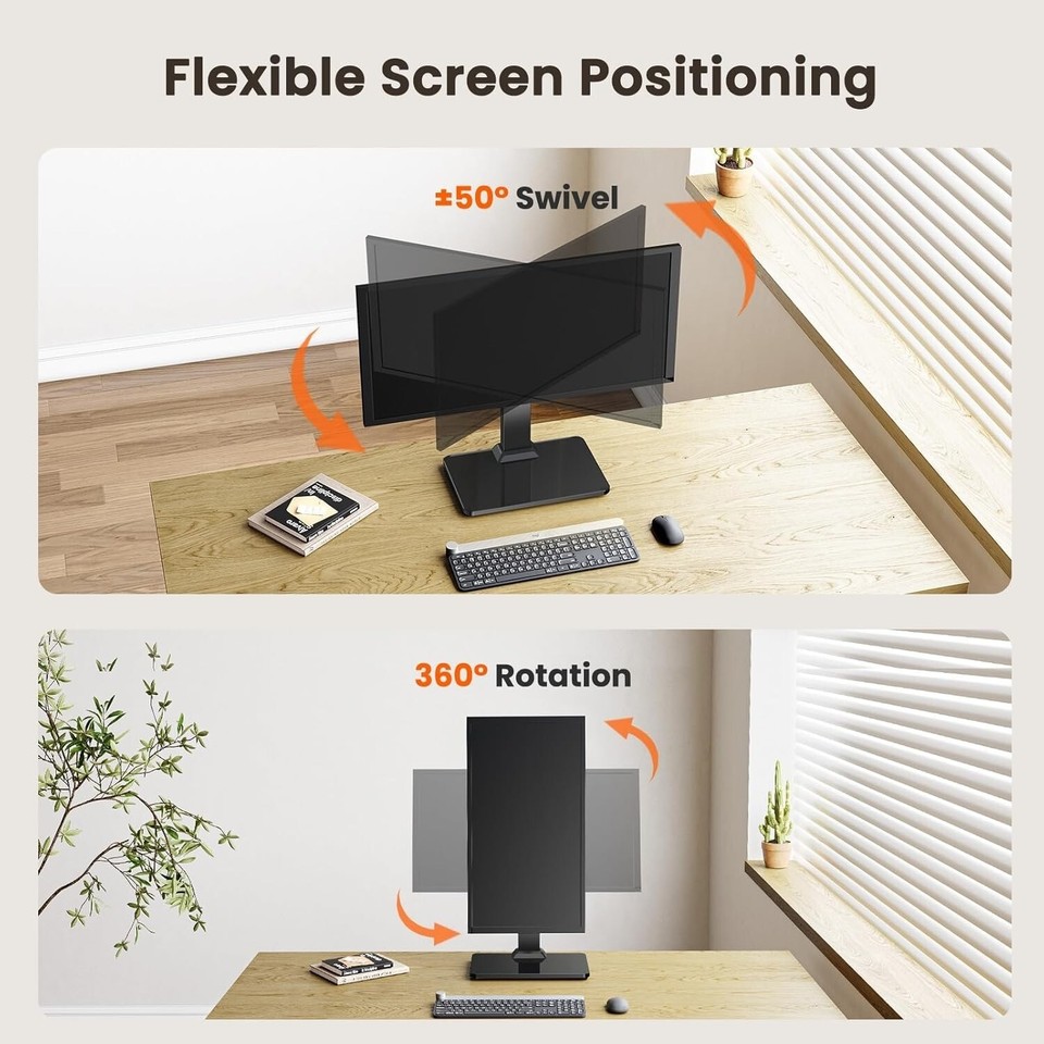 Single Monitor Stand VESA Mount for 13-32 Inch Screens, Free-Standing ...