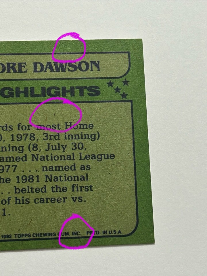 RARE 1 of 1🔥 TOPPS 1982 ANDRE DAWSON *INK MISPRINT/MULTI ERROR ...