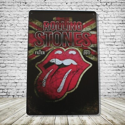 Rolling Stones Vintage Style Tin Metal Bar Sign Poster Man Cave ...