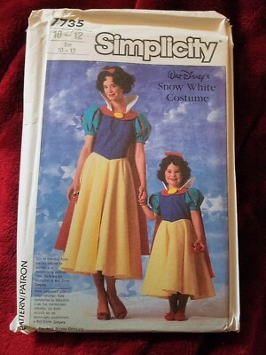 Simplicity Disney Snow White Costume Pattern 7735 Children's 10&12 ...