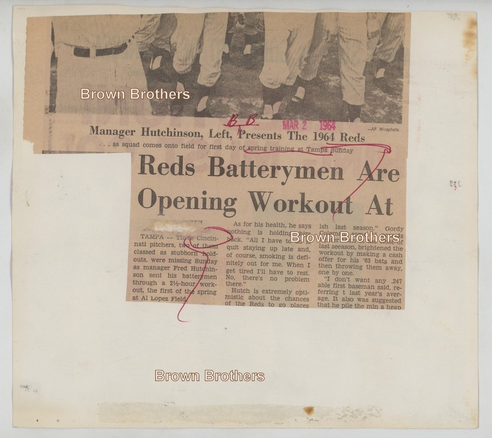 Vintage 1964 MLB Baseball Cincinnati Reds Spring Training Take The ...