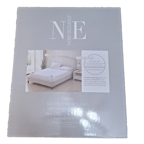 NOBLE EXCELLENCE Twin Heated Electric Blanket White Invisiwire Tech NIB ...