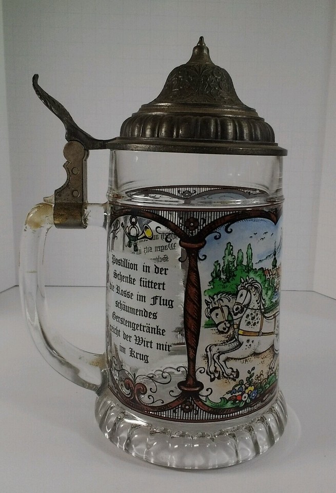 Horse Carriage West Germany Beer Stein Mug .5L Vintage Poem Pewter | eBay