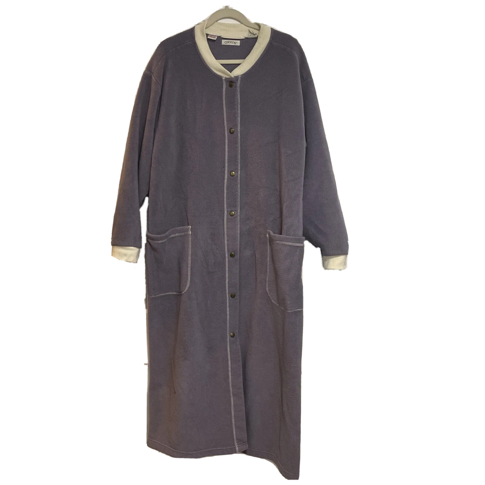 Orvis Womens Purple Fleece Button Up Robe Long Sleeve Size XL | eBay