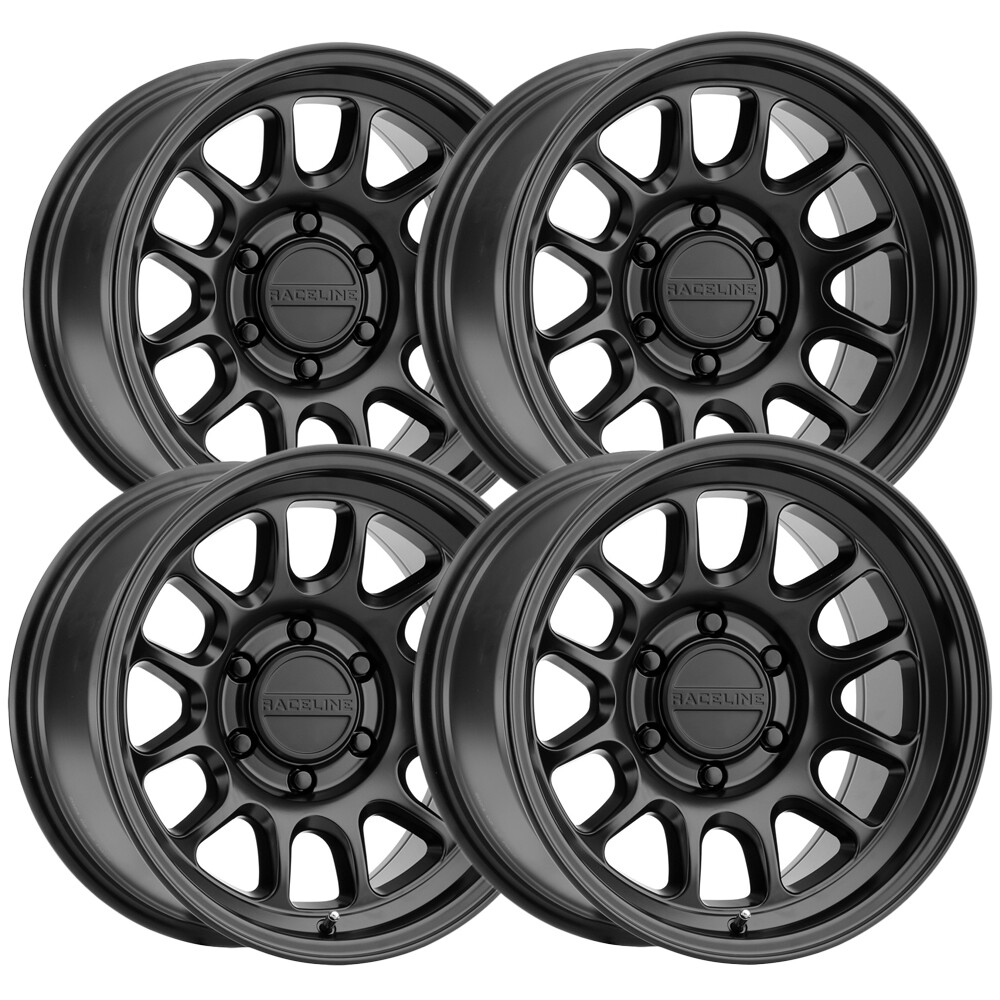 (Set of 4) Raceline 958B Rogue 17x8.5 5x150 +35mm Satin Black Wheels ...