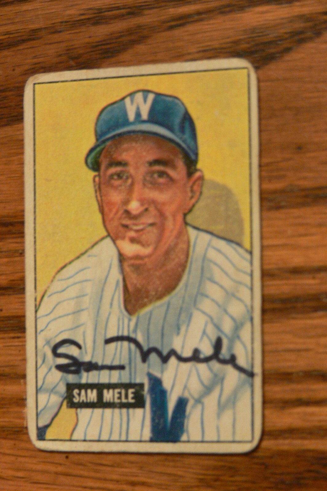 SAM MELE SIGNED AUTOGRAPHED 1951 BOWMAN CARD # 168 WASHINGTON SENATORS ...