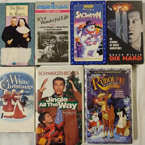 7 VHS Christmas Bells St Marys Wonderful Life Snowman Die Hard White ...