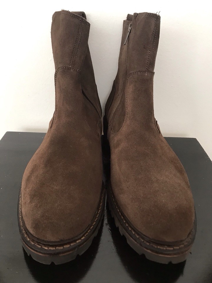Size 10 Mens Allen Edmonds Discovery Brown Suede Side-Zip Moto Boots ...