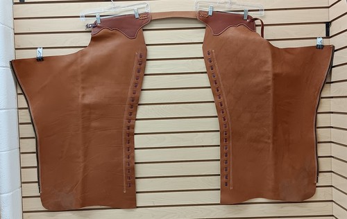 NICE B BAR B MEDIUM CUSTOM LEATHER COWBOY SHOTGUN ZIPPER CHAPS MADE IN ...