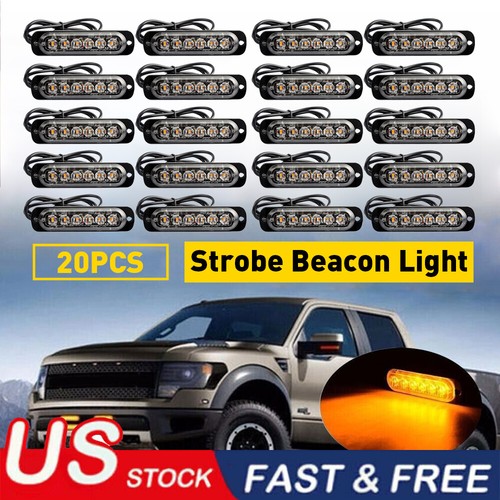 20pcs Yellow 6LED Car Truck Emergency Beacon Warning Hazard Flash ...