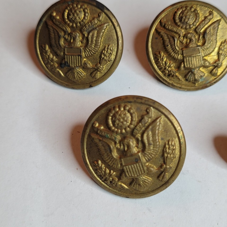 Lot of 5 WWI US Army Eagle Brass Buttons Scovill Mfg. Co. Waterbury | eBay