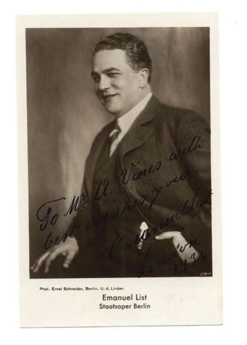 Emanuel List D.1967 Opera Bass Signed 3" x 5" Photo | eBay