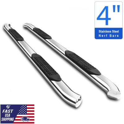 4" Curved Chrome Nerf Bar Side Steps For 2007-2018 Chevy Silverado 1500 ...