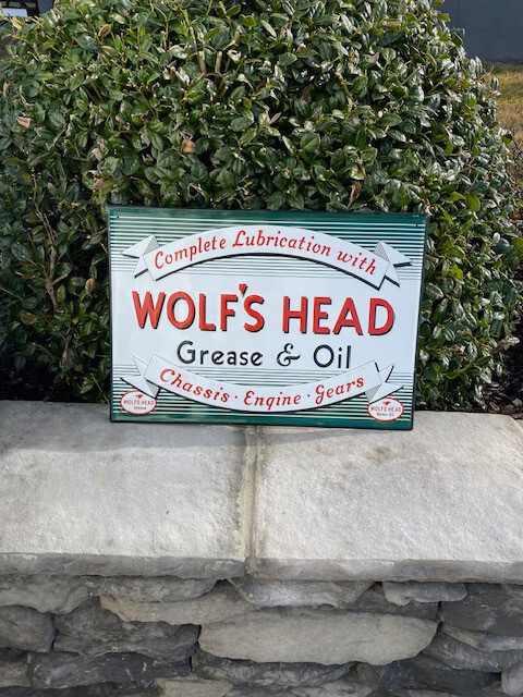 Wolf’s Head Grease & Oil Automotive Advertising Sign - Heavy Metal ...