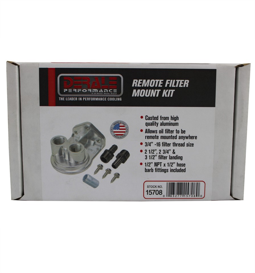 Derale Remote Filter Mount Kit, 3/4-16 Engine x 1/2 Npt Ports #D15708 ...