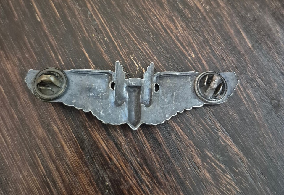 Vintage Sterling WW2 Air Force Bomber Aerial Gunner Wings Badge Pin~17. ...