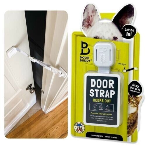 Door Buddy Door Latch with Door Stopper for Pets, Dog Proof Cat Box ...