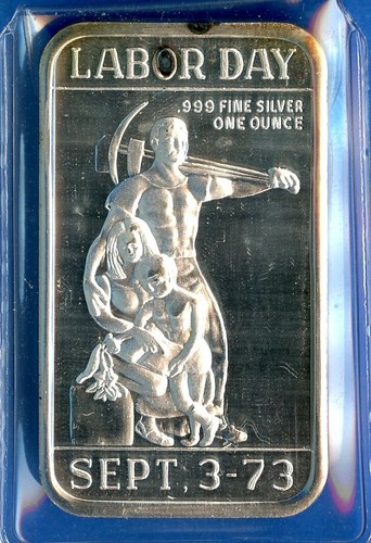 1 oz .999 Fine Silver Bar Vintage Art - Labor Day September 3, 1973 | eBay