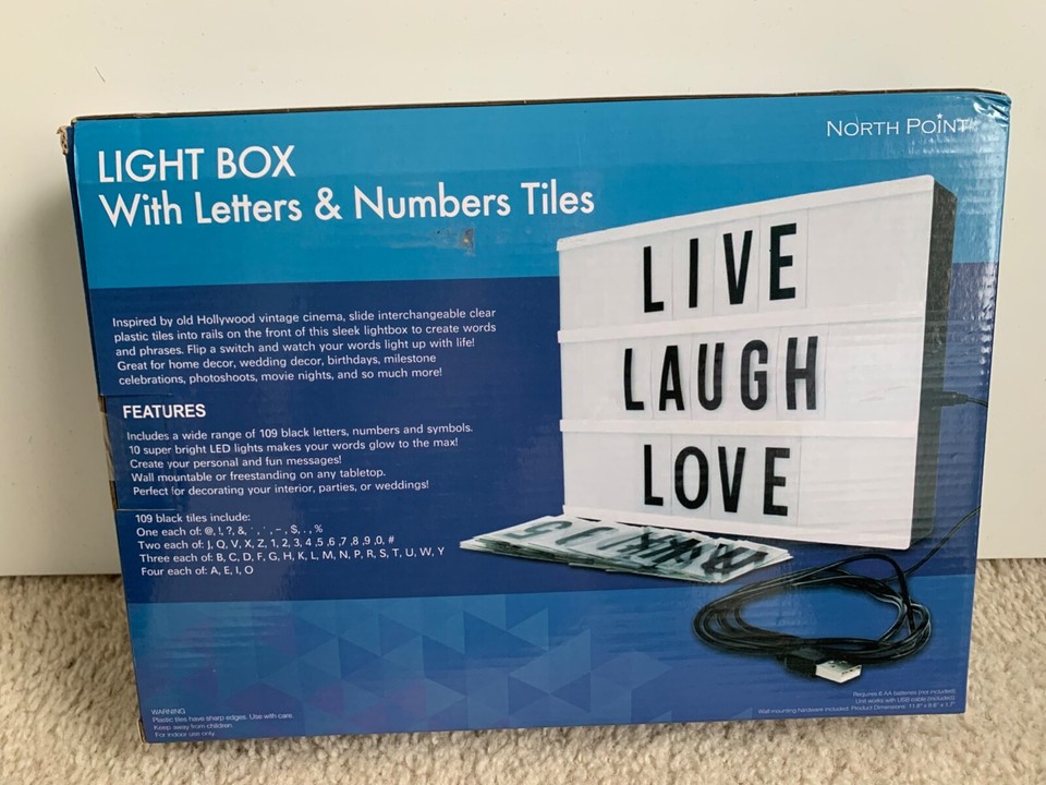 led light box sign, 109 letters, numbers and symbols, 10 super bright ...