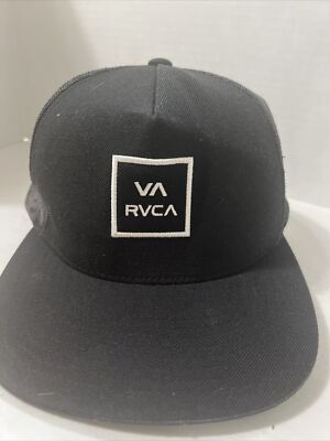 RVCA Adjustable Black/Grey Mesh Snapback Trucker Hat Cap VGC Free ...