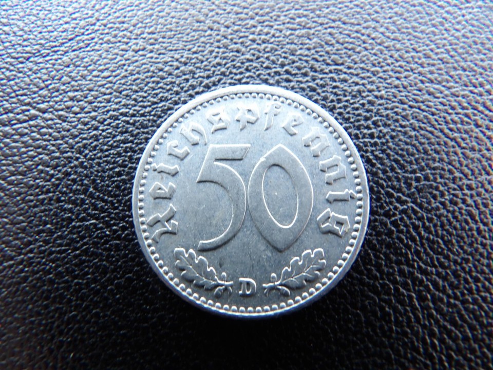 50 penning 1942 D Coin Rare Old WWII Antique Germany 3 Reich SS Nazi ...