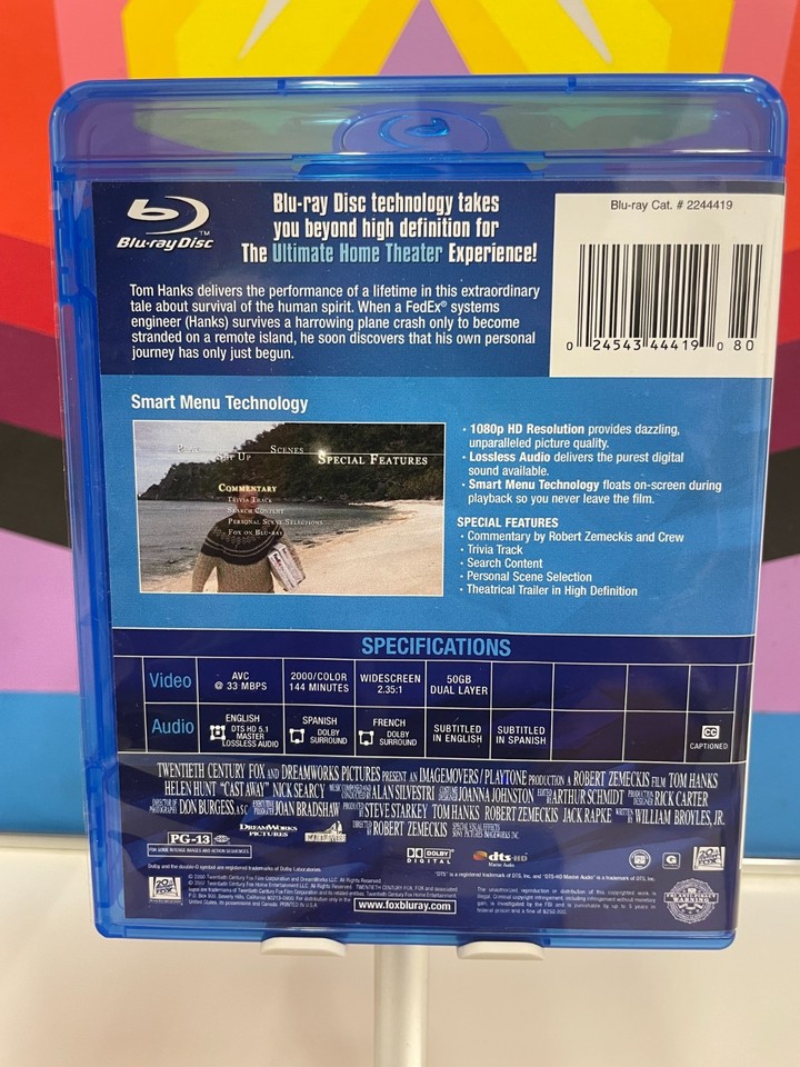 Cast Away (Blu-ray, 2000) Tom Hanks Robert Zemeckis 24543444190| eBay