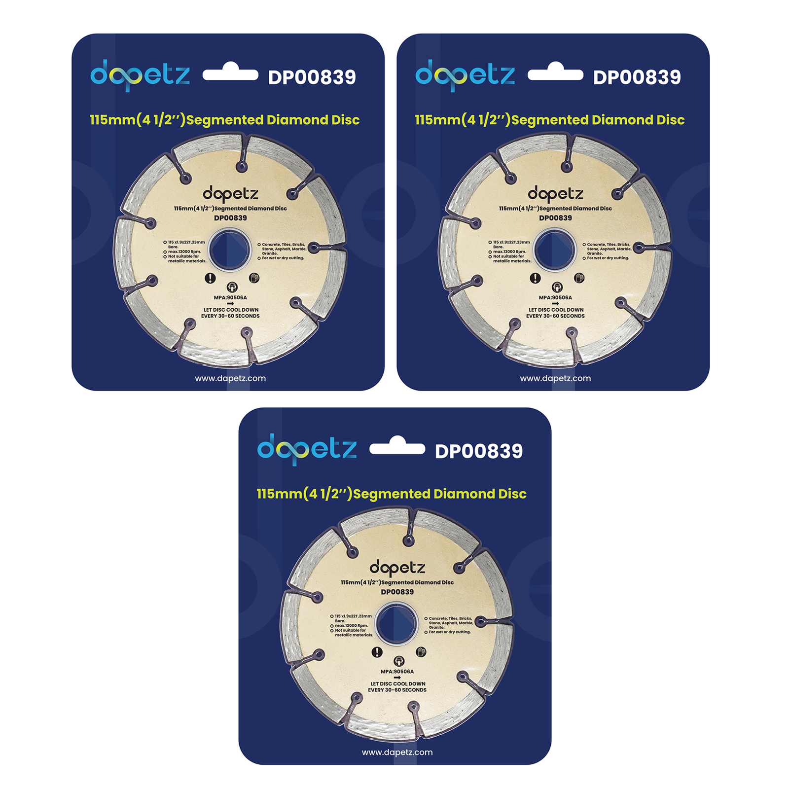 3x 115mm 4.5" Diamond Angle Grinder Grinding Stone Brick Concrete ...