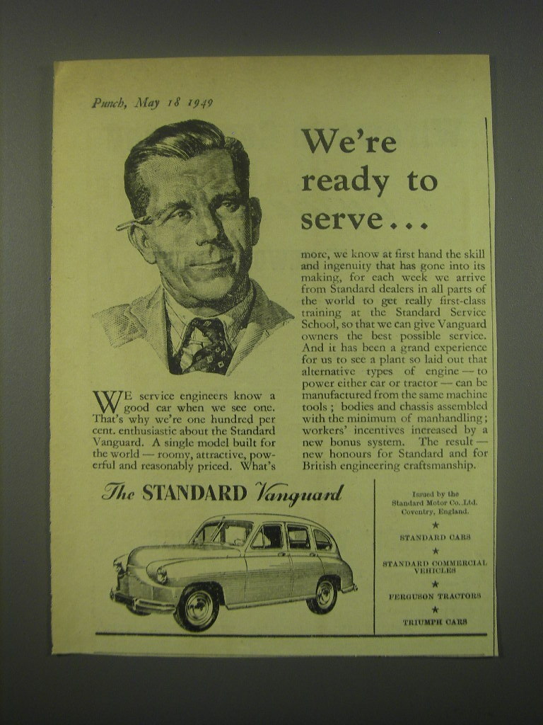 1949 Standard Vanguard Car Ad - We're ready to serve | eBay