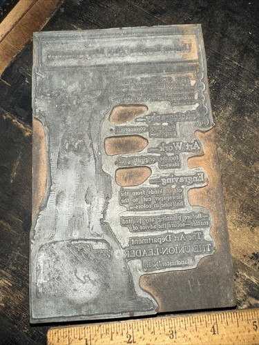 Vintage (Printing Block) Union Leader art dept. newspaper manchester N ...