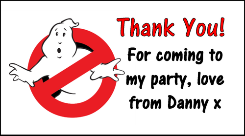 Ghostbusters Stickers Personalised 48 Labels Party Bag Sweet Cones ...