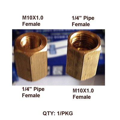 Pipe Fitting 1/4" BSPP BSP to Metric M10 M10X1 M10X1.0 Female Adapter ...