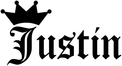 Justin Vinyl Sticker Decal Crown Name Old English - Choose Size & Color ...