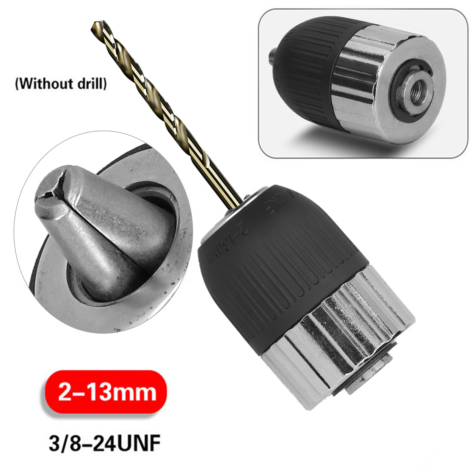 Drill Chuck Small Hole Threaded Hand‑Tight Connector Semi‑Metal 2‑13mm ...