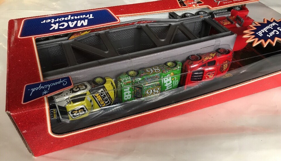 Disney Pixar CARS Mack Truck Transporter w/ McQueen Chick Hicks Leak ...