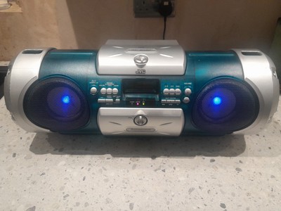 JVC Portable Boombox RV-B550U Teal / Silver Retro Tape Radio CD Player ...