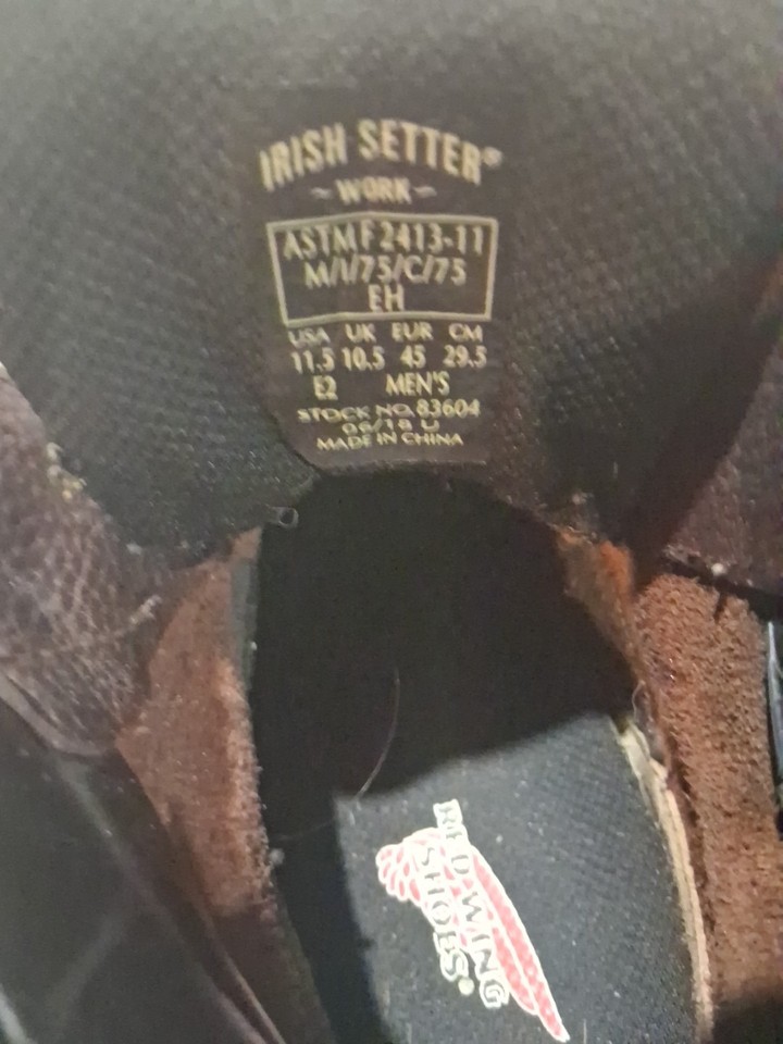 Irish Setter 83604 Brown Leather Steel Toe Work Boots 11.5 EE ASTM EH ...