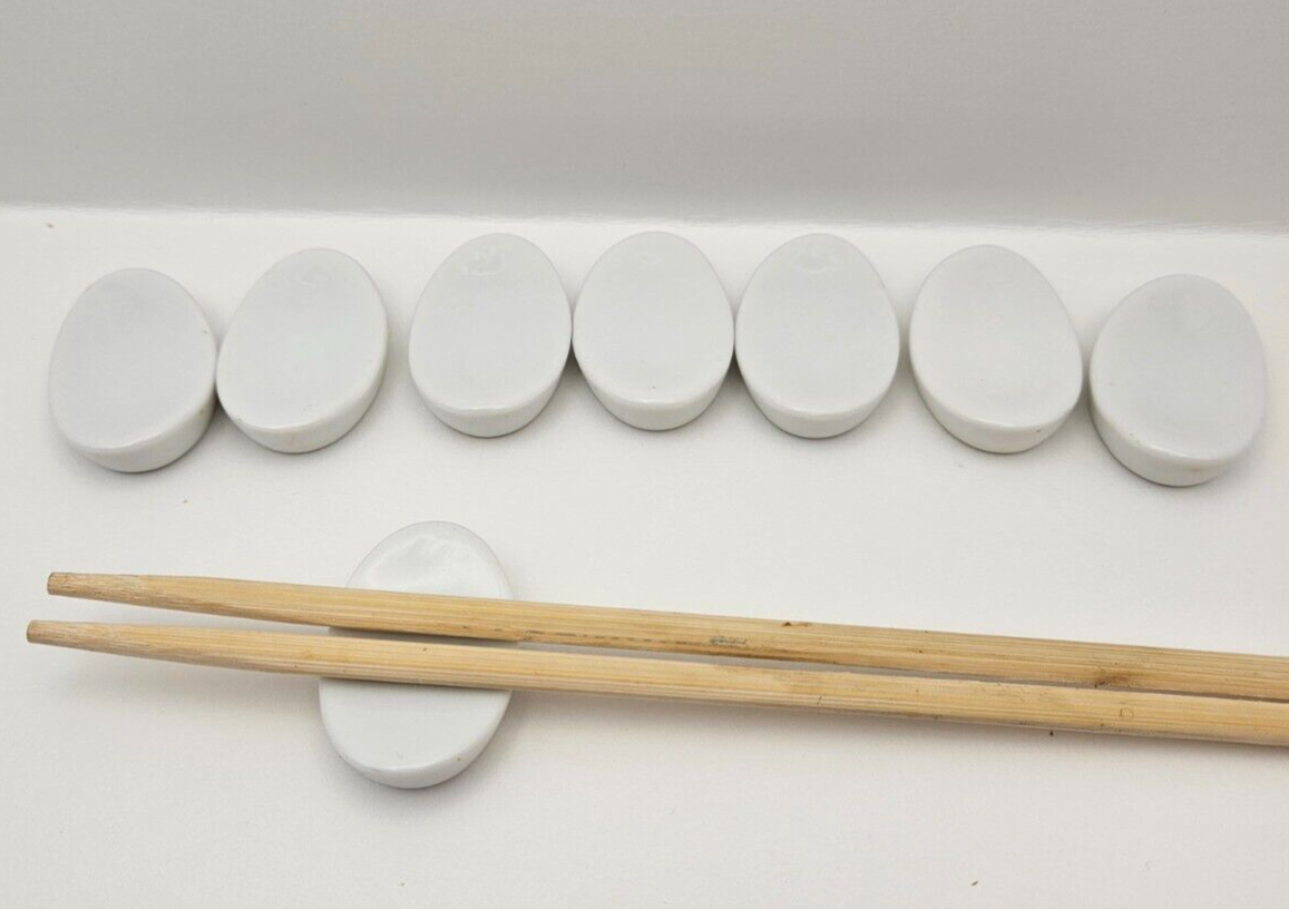 Chop Stick Holders White Porcelain Set of 8 - Asian Chop Stick Ceramic ...