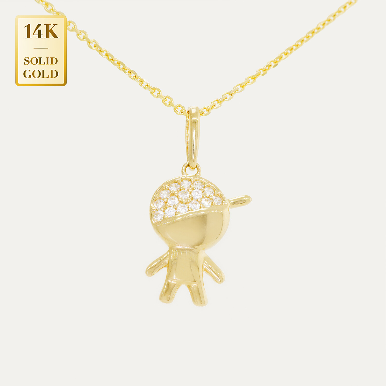 14K REAL Solid Gold Children Boy With Baseball Cap Pendant Charm for ...