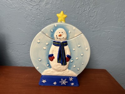 Designpac Whimsical Snow Globe Snowman Cookie Jar Winter Yellow Star ...