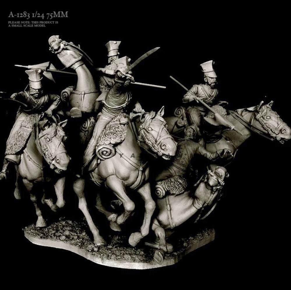 1/24 resin figures model Five lancer rode horses in Napoleon's time ...