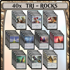 40x TRIROCKS TRI-ROCK 4x Playset of 3-Color Mana Rock Commander EDH MTG ...