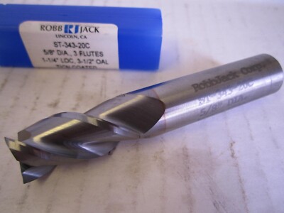 RobbJack (ST-343-20C) 5/8 x 1-1/4 x 3-1/2" OAL 3Fl Corner Chamfer TiCN ...