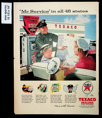 1956 Texaco Oil Co Petrox Sky Chief Gasoline Car Service Vintage Print ...